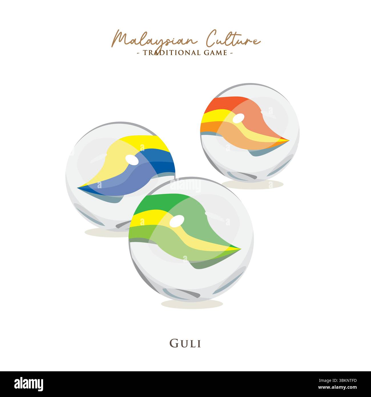 Vector illustration of Malaysian traditional game, Guli. Guli is ...