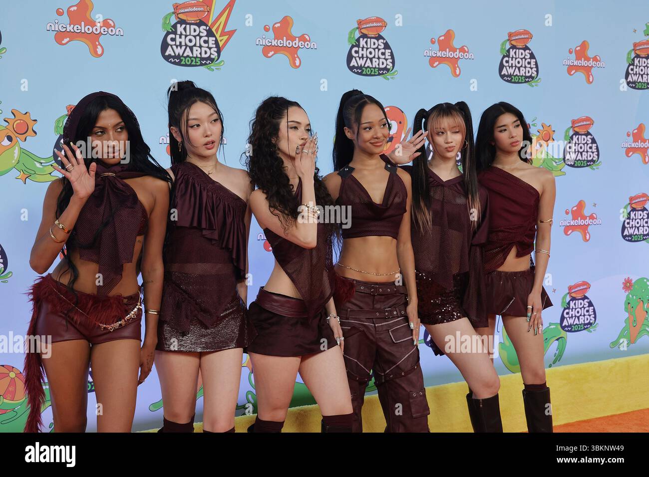 Lara Raj, Yoonchae, Daniela, Manon, Megan and Sophia of KATSEYE attend ...