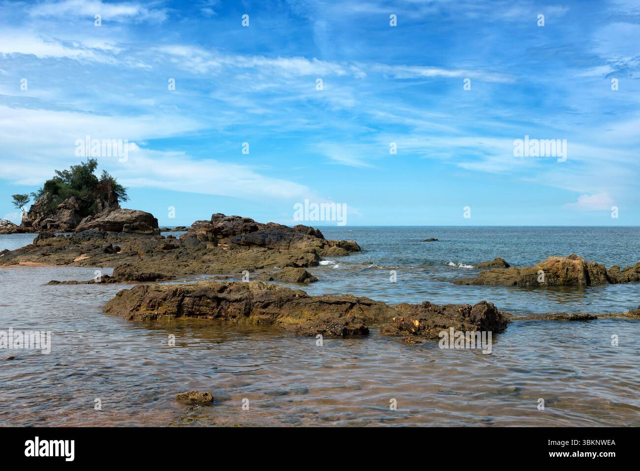 Tranquil Coastal View of Pantai Kuala Kemasik with Rocky Shoreline ...
