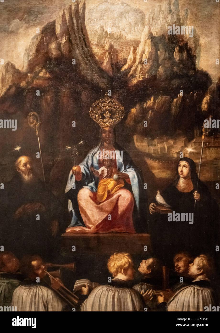 Virgin of Montserrat, (la Moreneta) painting on canvas, 17th century ...