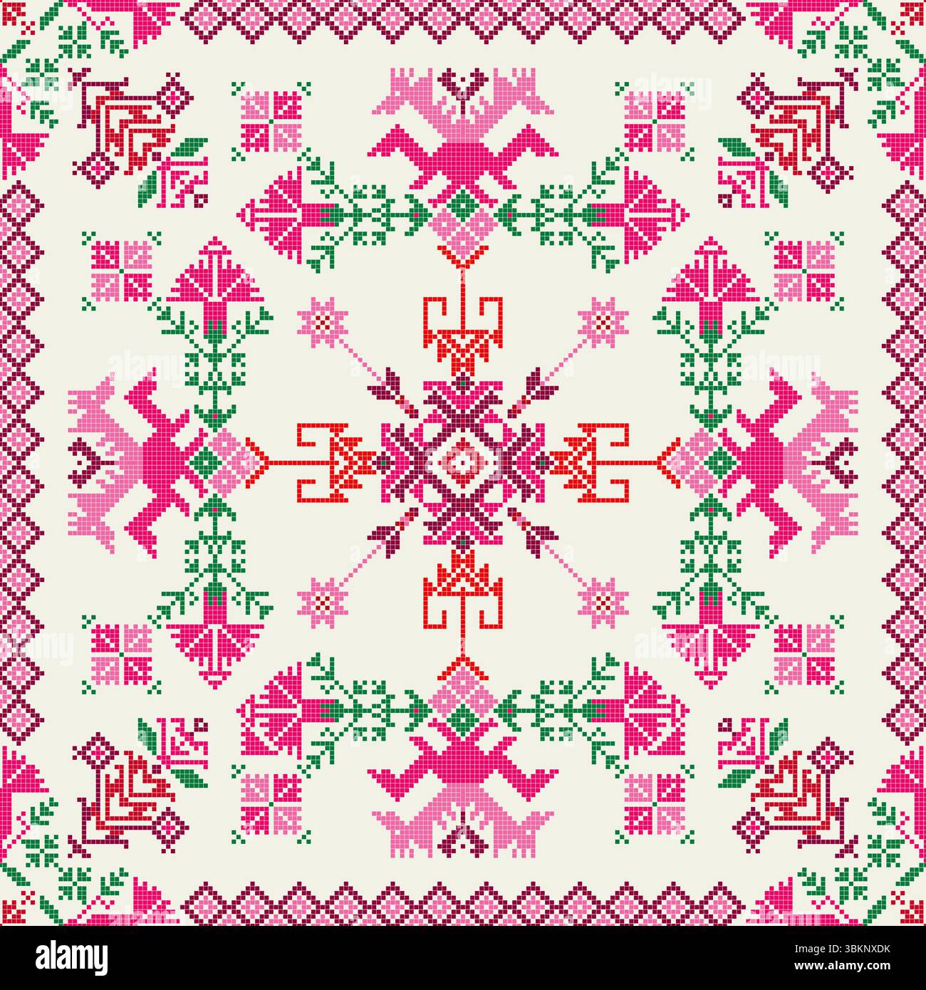 Seamless vector pattern with traditional Mexican Teenek Huastek ...