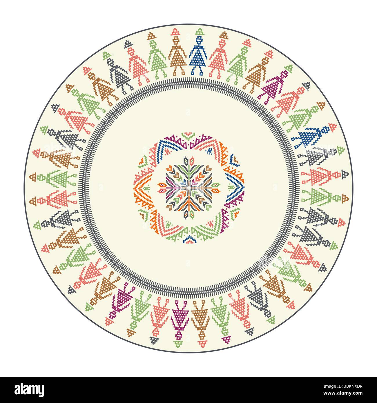 Traditional Mexican Teenek Huastec embroidery design element over white ...