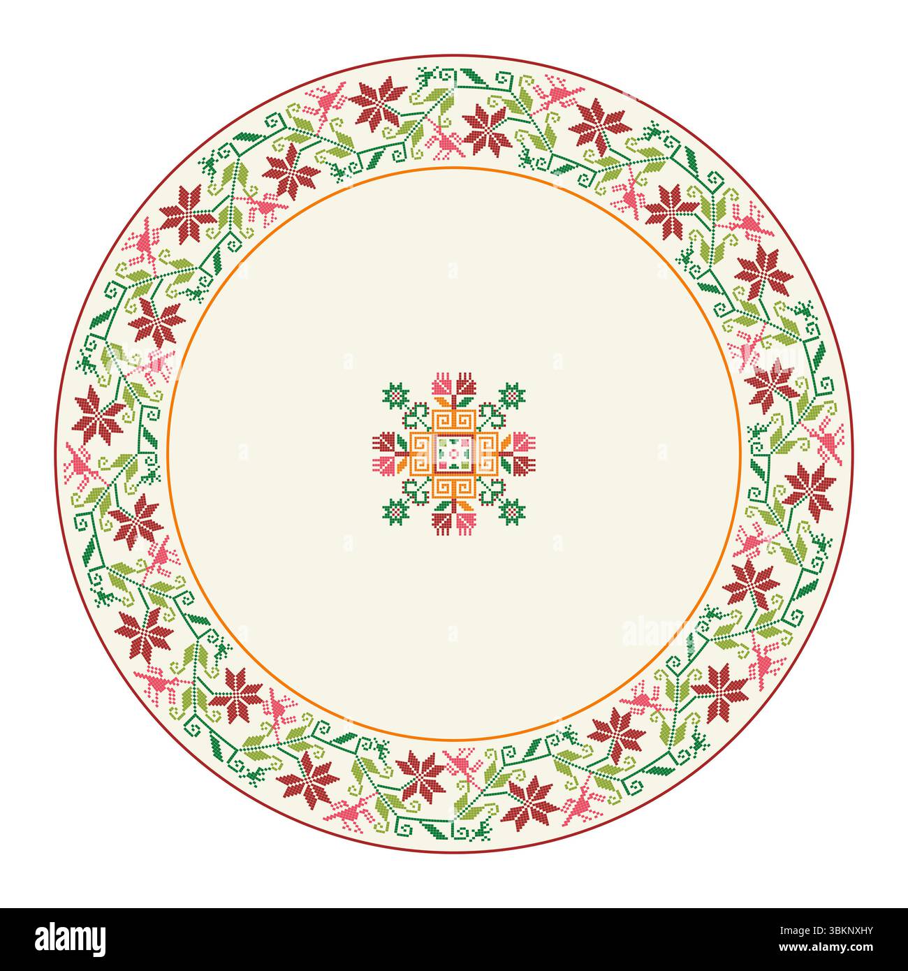 Traditional Mexican Teenek Huastec embroidery design element over white ...