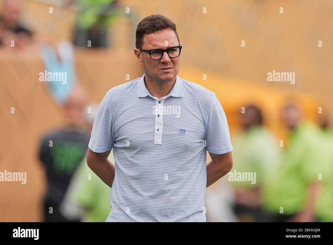 Wydad AC manager Mohamed Amine Benhachem watches the play during the ...