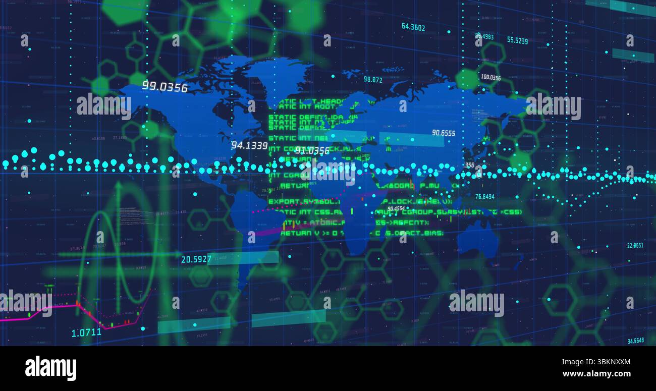 Stylized world map displaying data hi-res stock photography and images - Alamy
