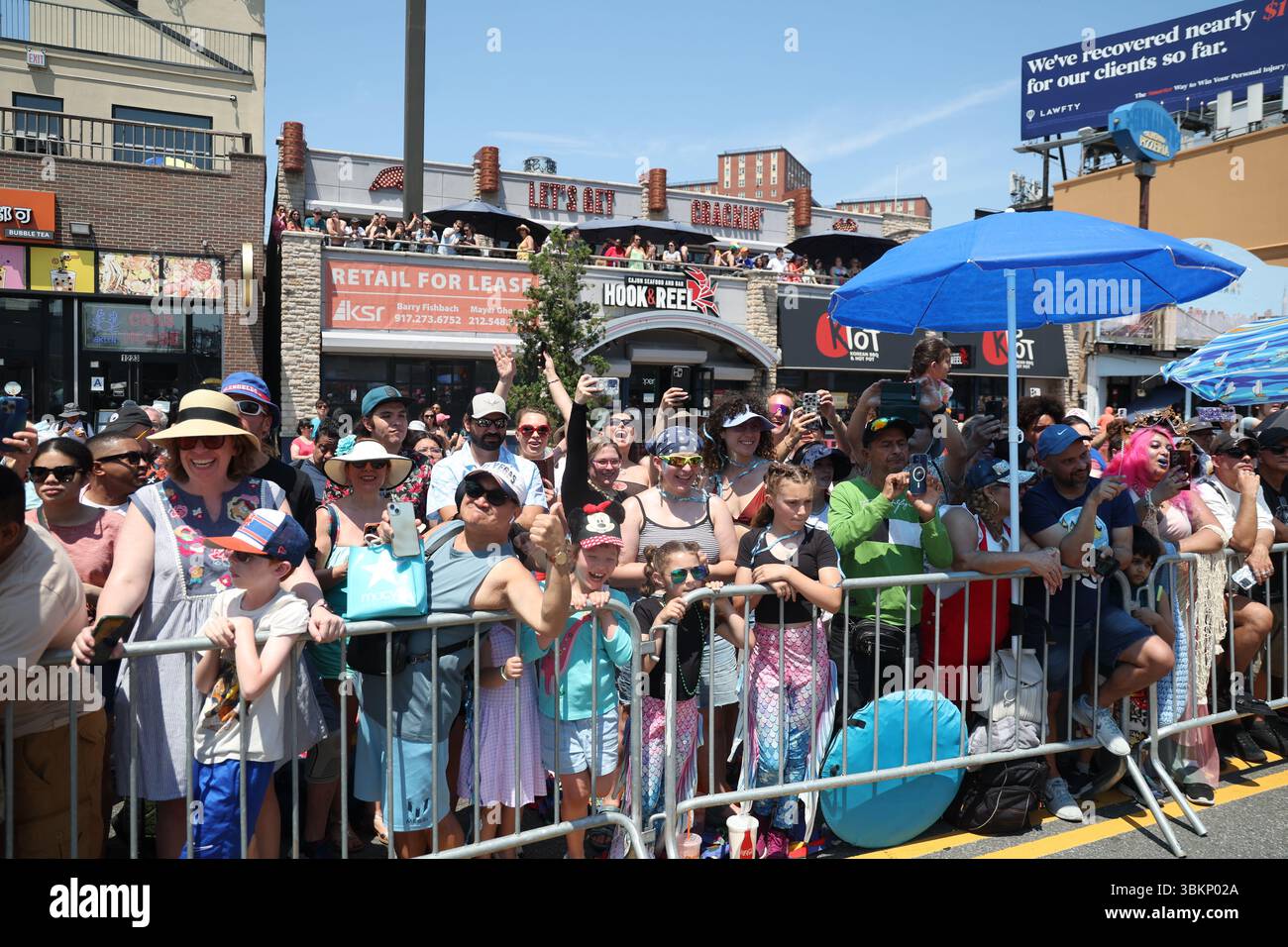 The crowds are the Mermaid Parade on Surf Avenue in Coney Island, N.Y ...