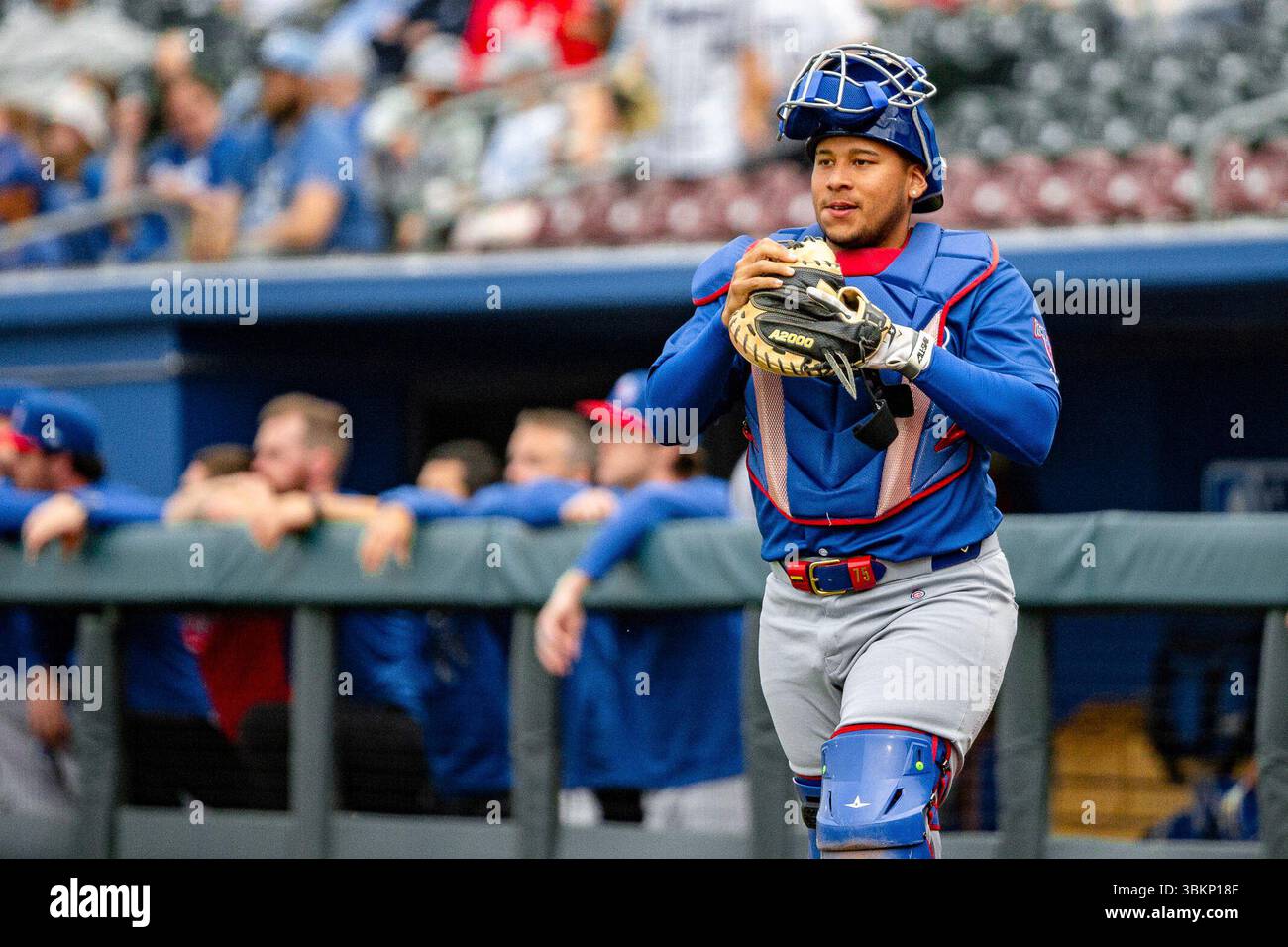 June 04, 2025 - Omaha, NE U.S. - Iowa Cubs catcher MoisÃ©s Ballesteros ...