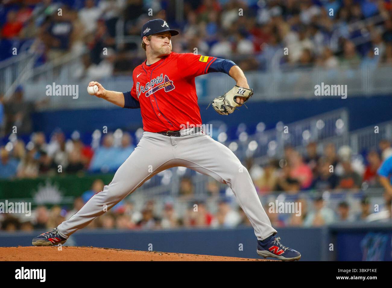 Atlanta Braves starting pitcher Bryce Elder throws during the first ...