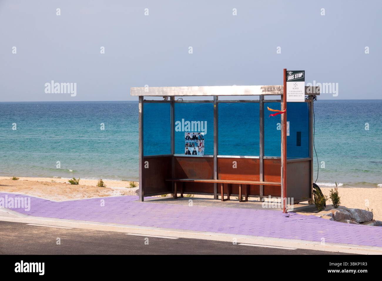 BTS Bus Stop, June 19, 2025 : 'BTS Bus Stop' is seen on Hyangho beach ...