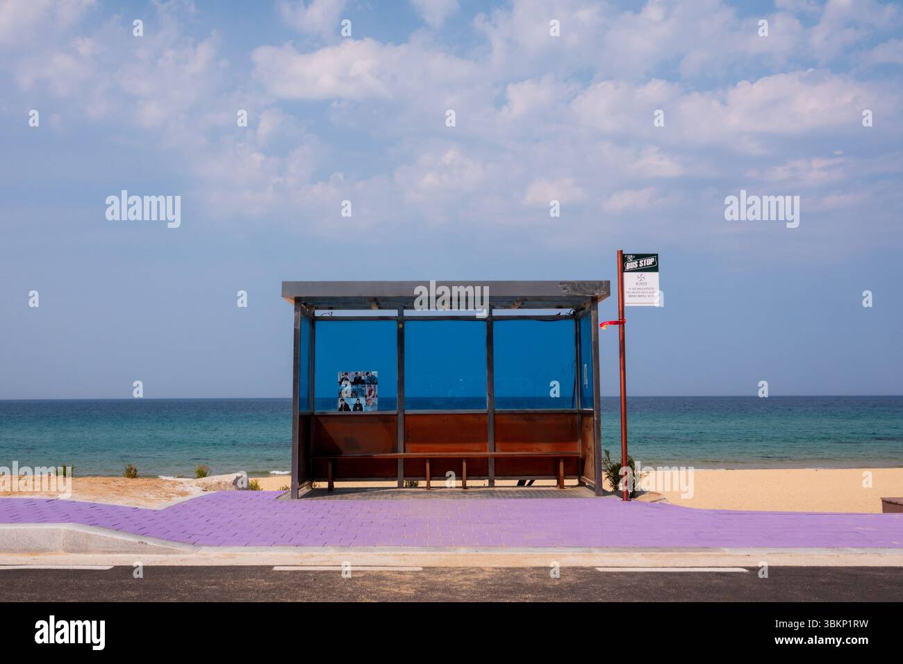 BTS Bus Stop, June 19, 2025 : 'BTS Bus Stop' is seen on Hyangho beach ...