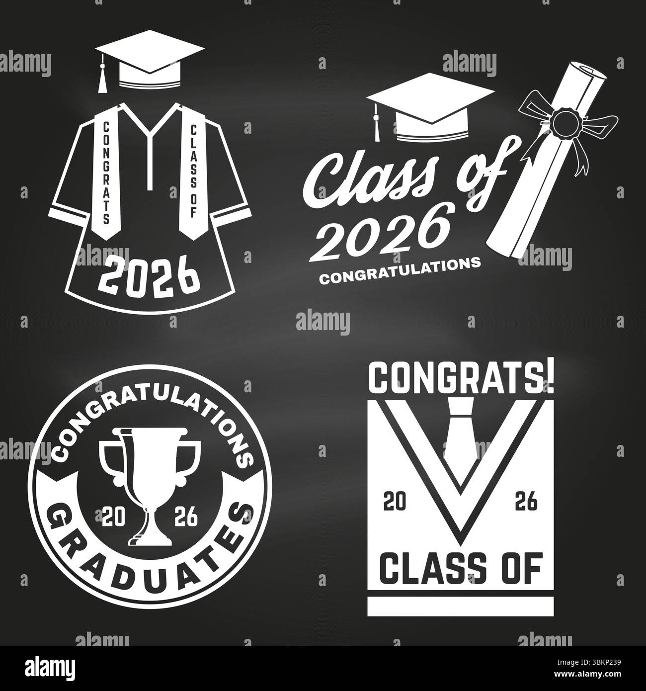 Set of posters and banners for class of 2026 graduation on the ...