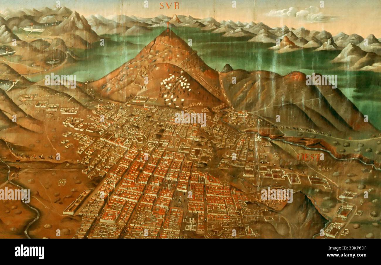 painting of the village of Potosi in Peru, renowned even in the 1600s ...