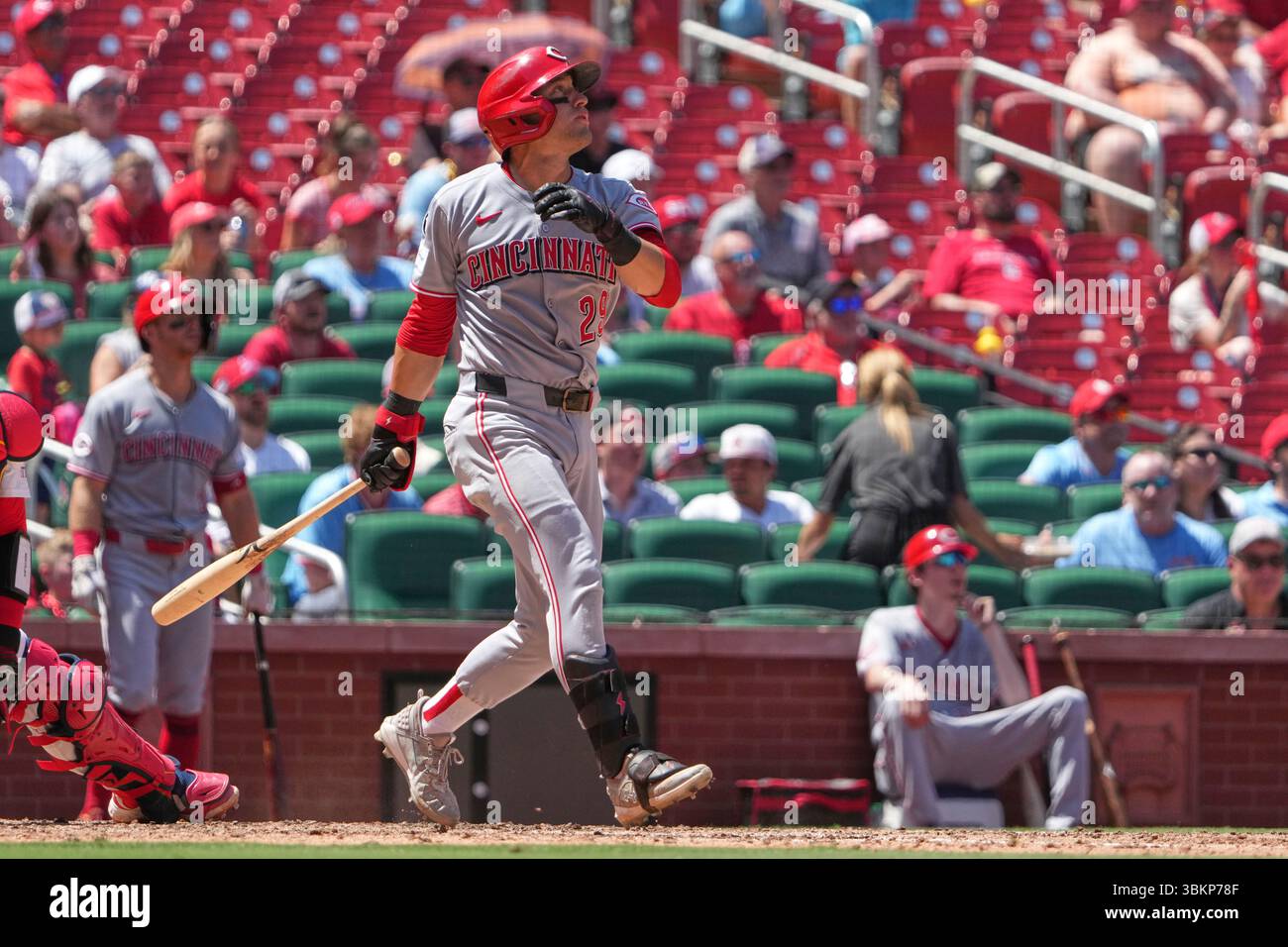 Cincinnati Reds' TJ Friedl hits a sacrifice fly to score Jake Fraley ...