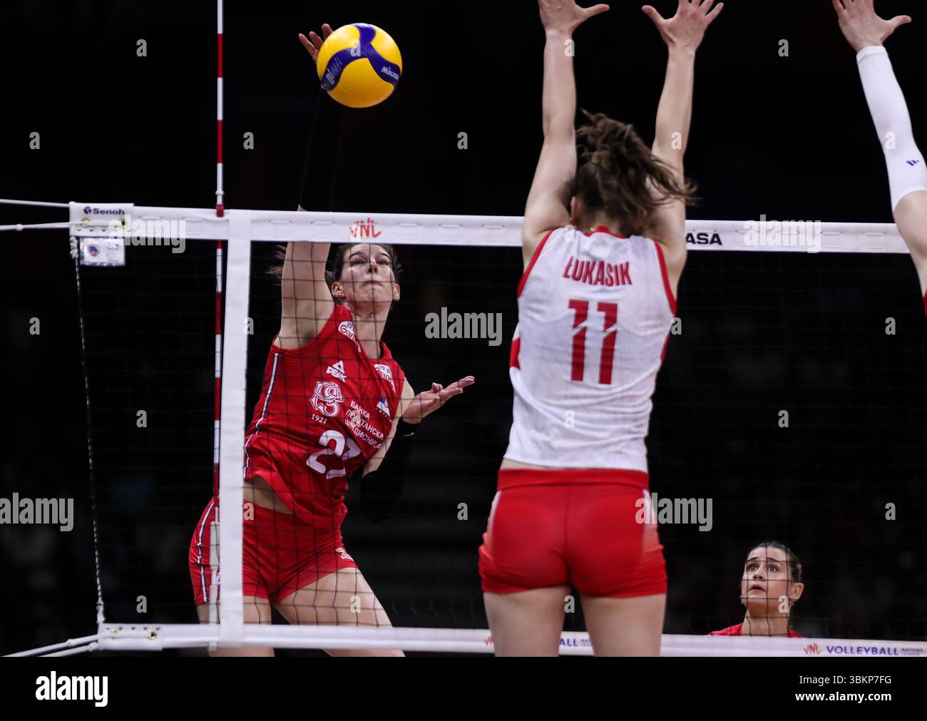 Belgrade, Serbia. 22nd Jun 2025. Vanja Bukilic of Serbia spikes the ...