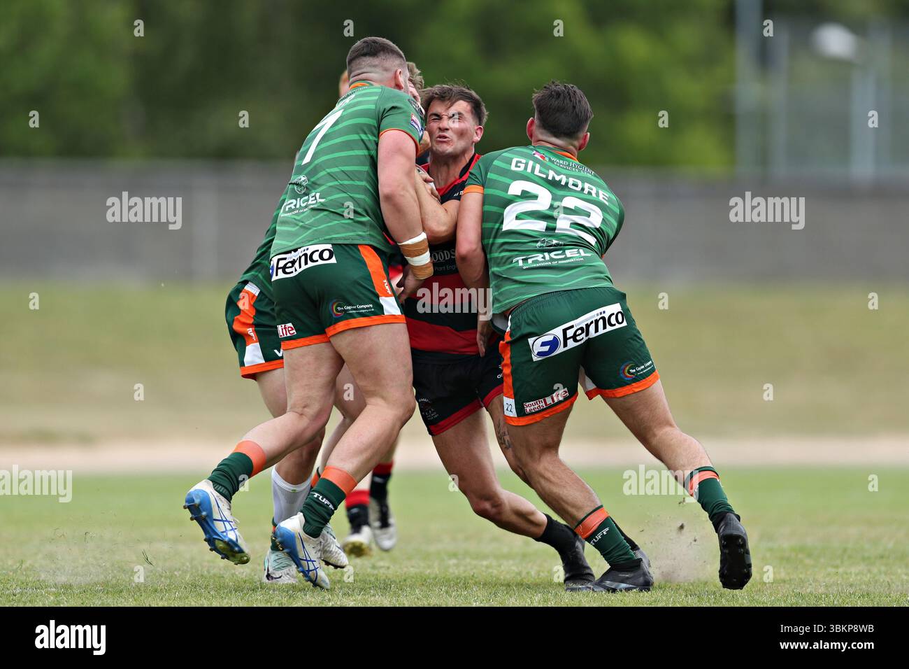 Harrison Gilmore of Hunslet RLFC and Keelan Foster of Hunslet RLFC ...