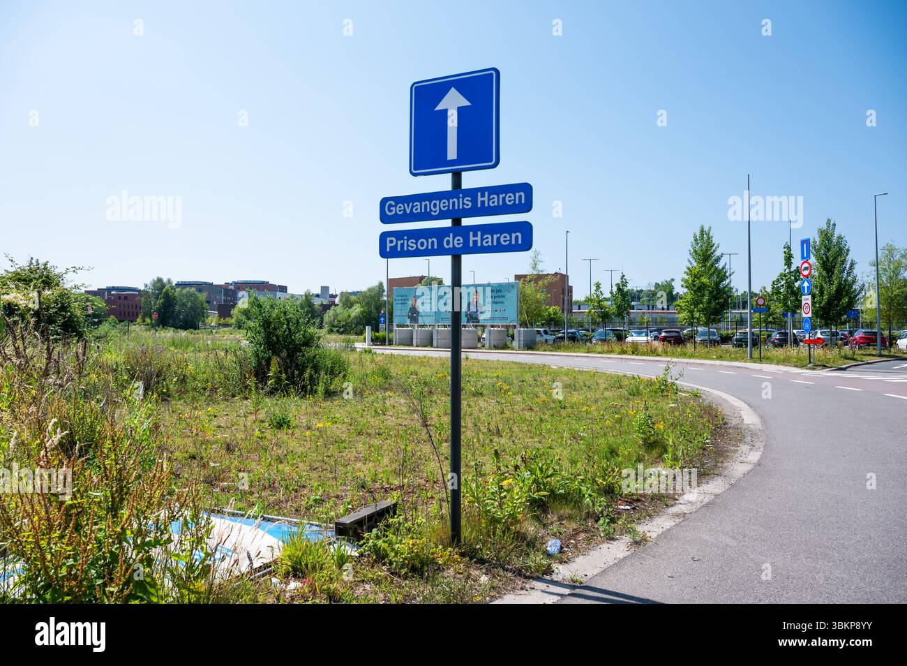 Blue sign of the Prison of Haren, a new penitentiary institution Haren ...