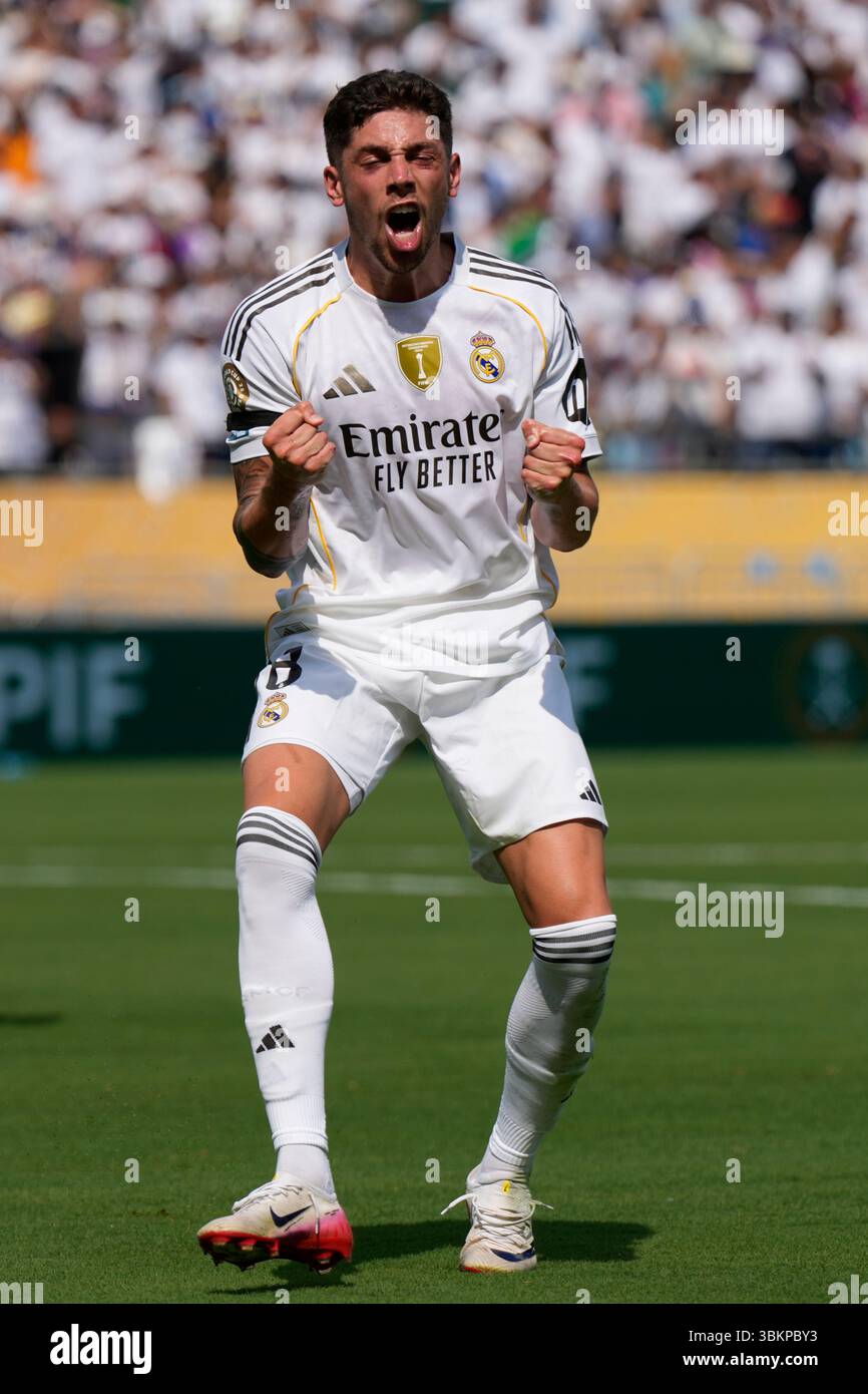 Real Madrid's Federico Valverde celebrates after scoring his side's ...