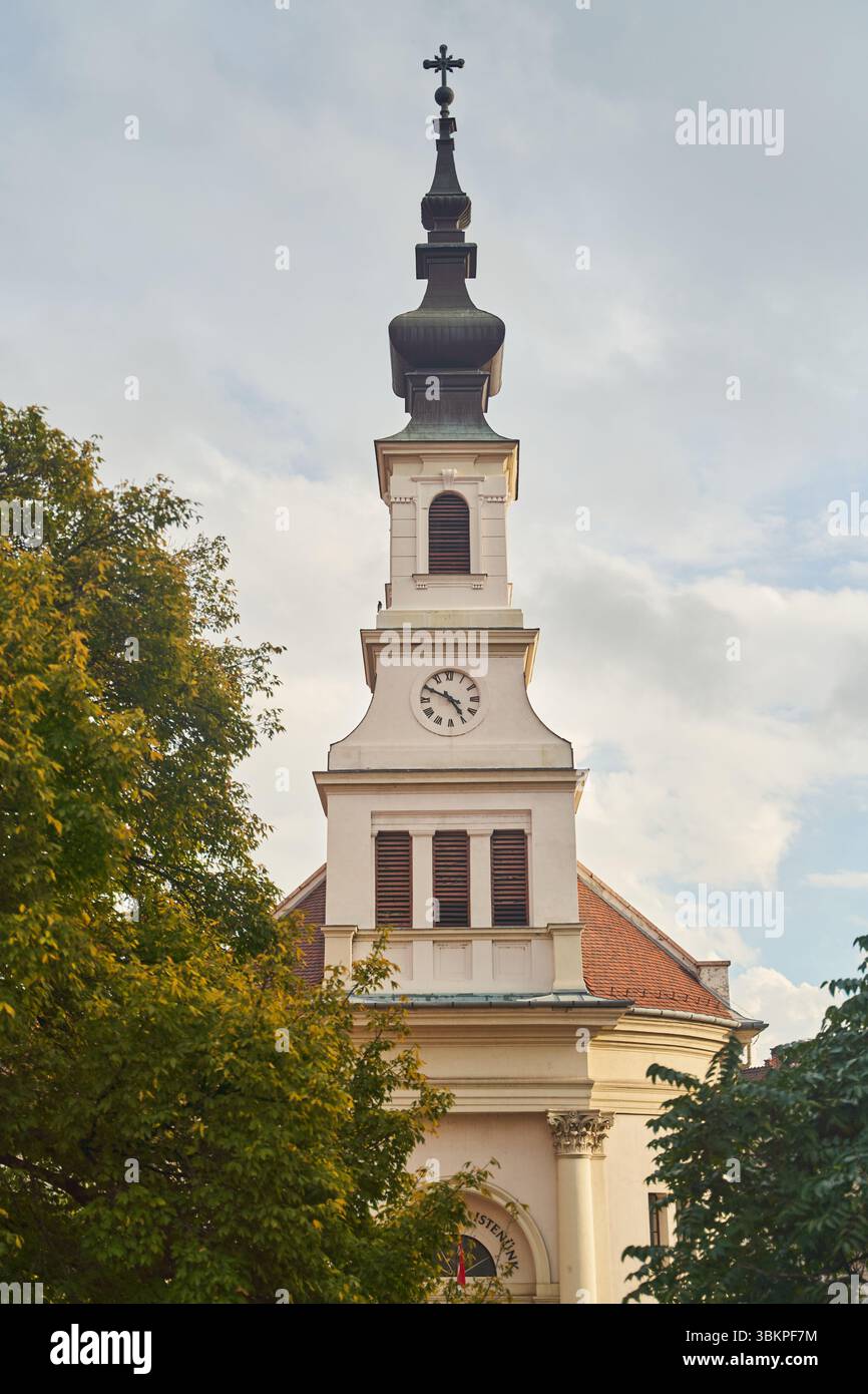 Hungary, Budapest - 04.10.2022: Historic Church Tower Enclosed by ...