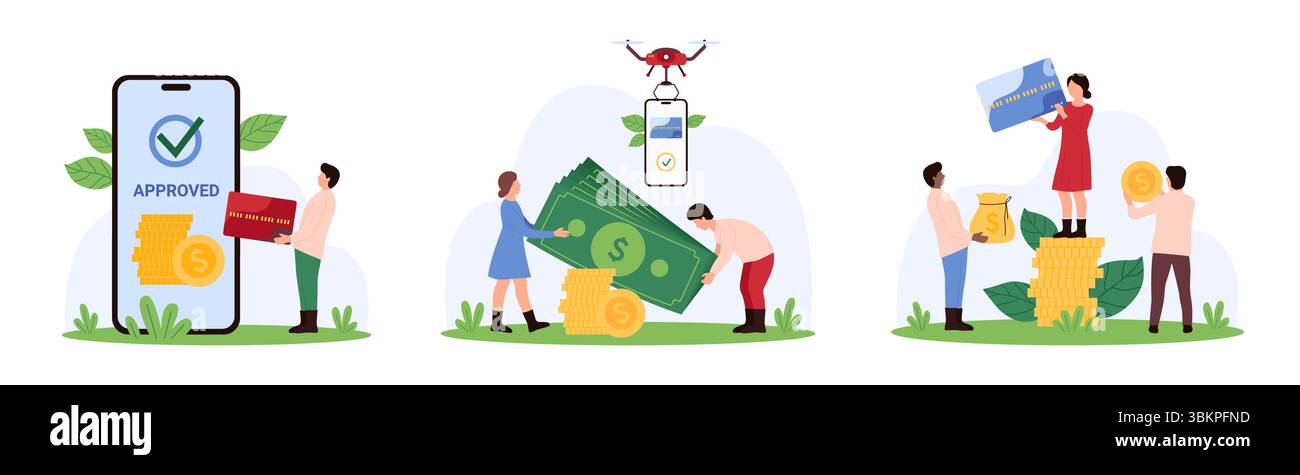 Loan approval, instant payment online and cashless transaction, fintech ...