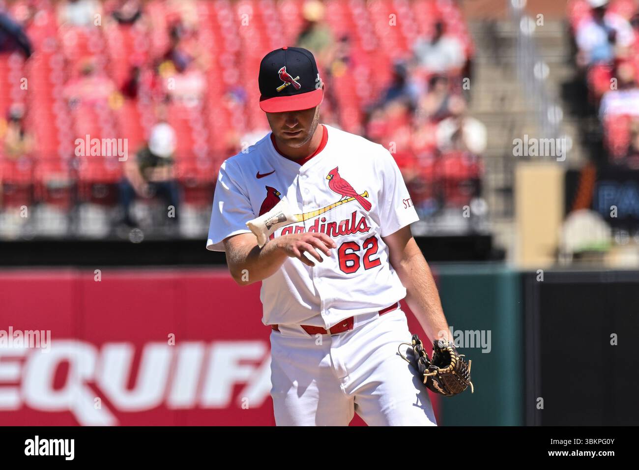 ST. LOUIS, MO - JUN 22: St. Louis Cardinals pitcher Kyle Leahy (62 ...