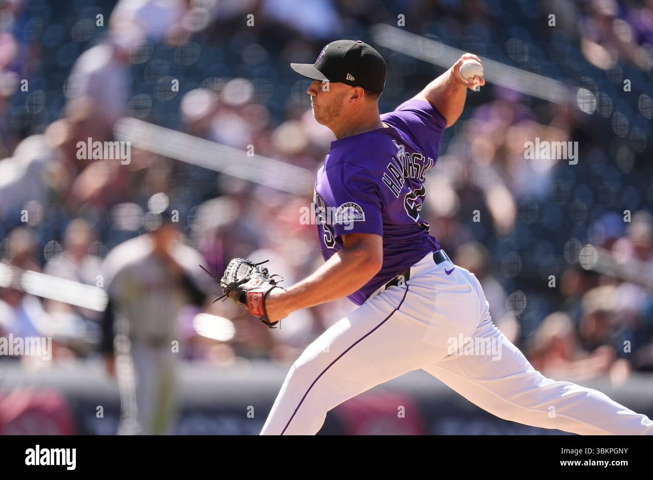 Colorado Rockies relief pitcher Seth Halvorsen works against the ...