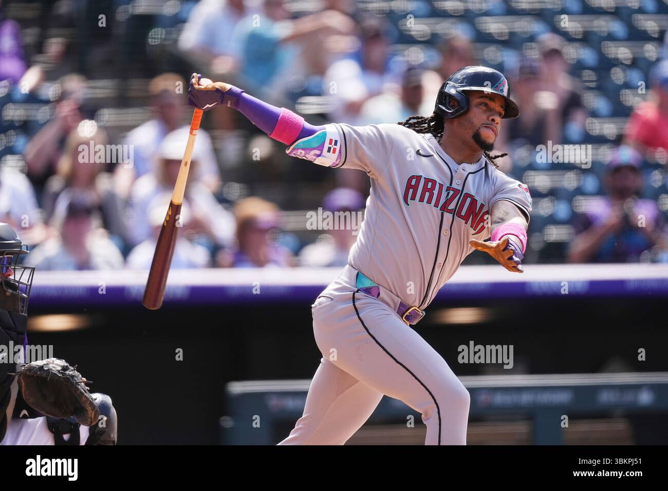 Arizona Diamondbacks pinch-hitter Ketel Marte swings at a pitch from ...
