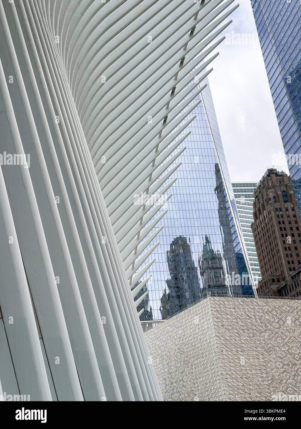 Exterior view and lobby of the Oculus Building and the Freedom Tower in ...