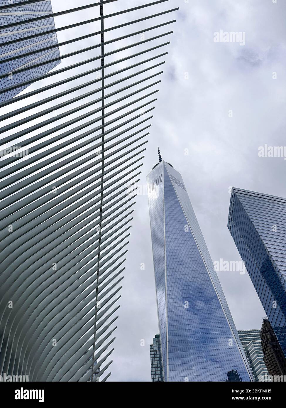 Exterior view and lobby of the Oculus Building and the Freedom Tower in ...