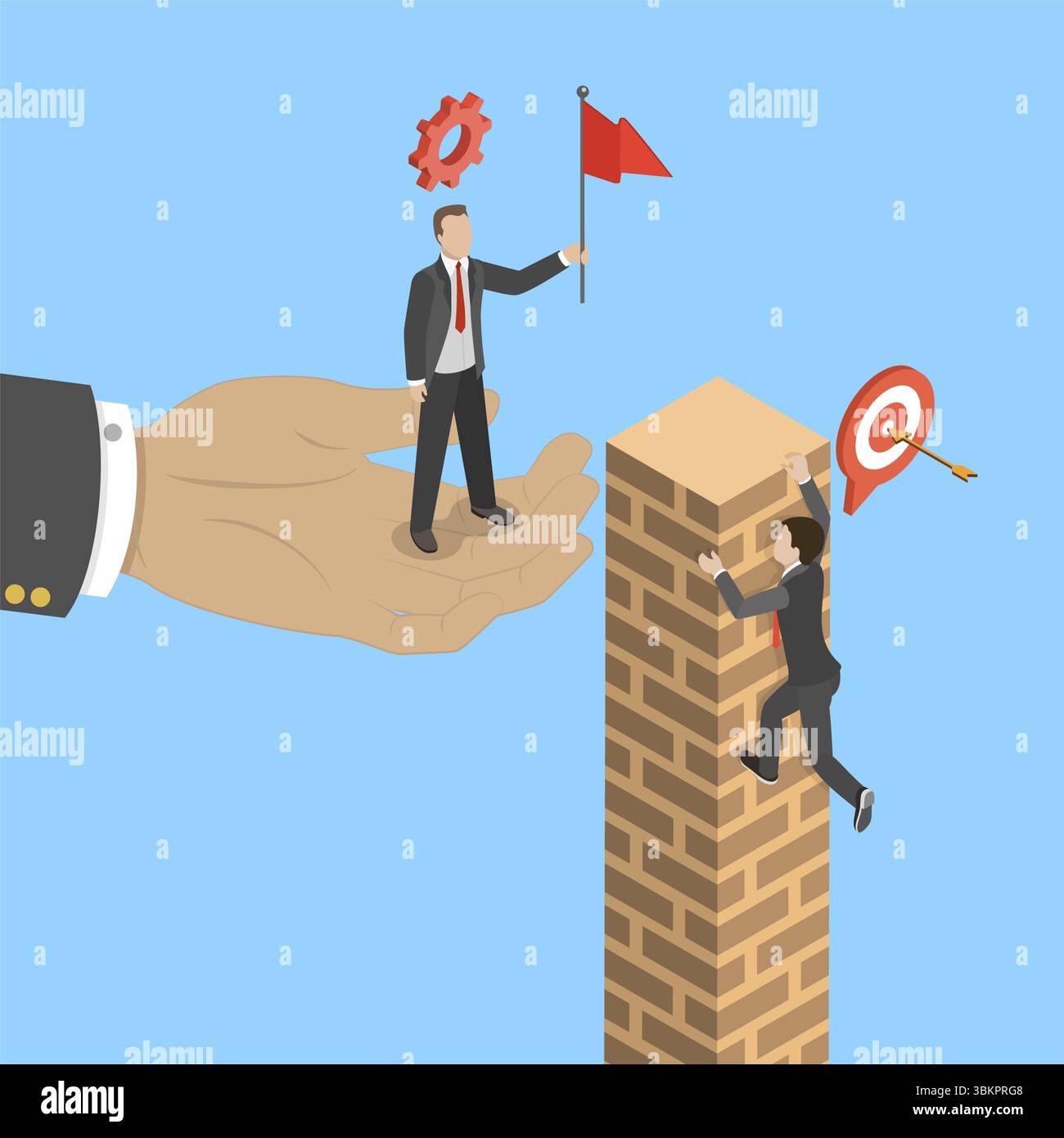 3D Isometric Flat Illustration of Unfair Business World, Bribery and ...