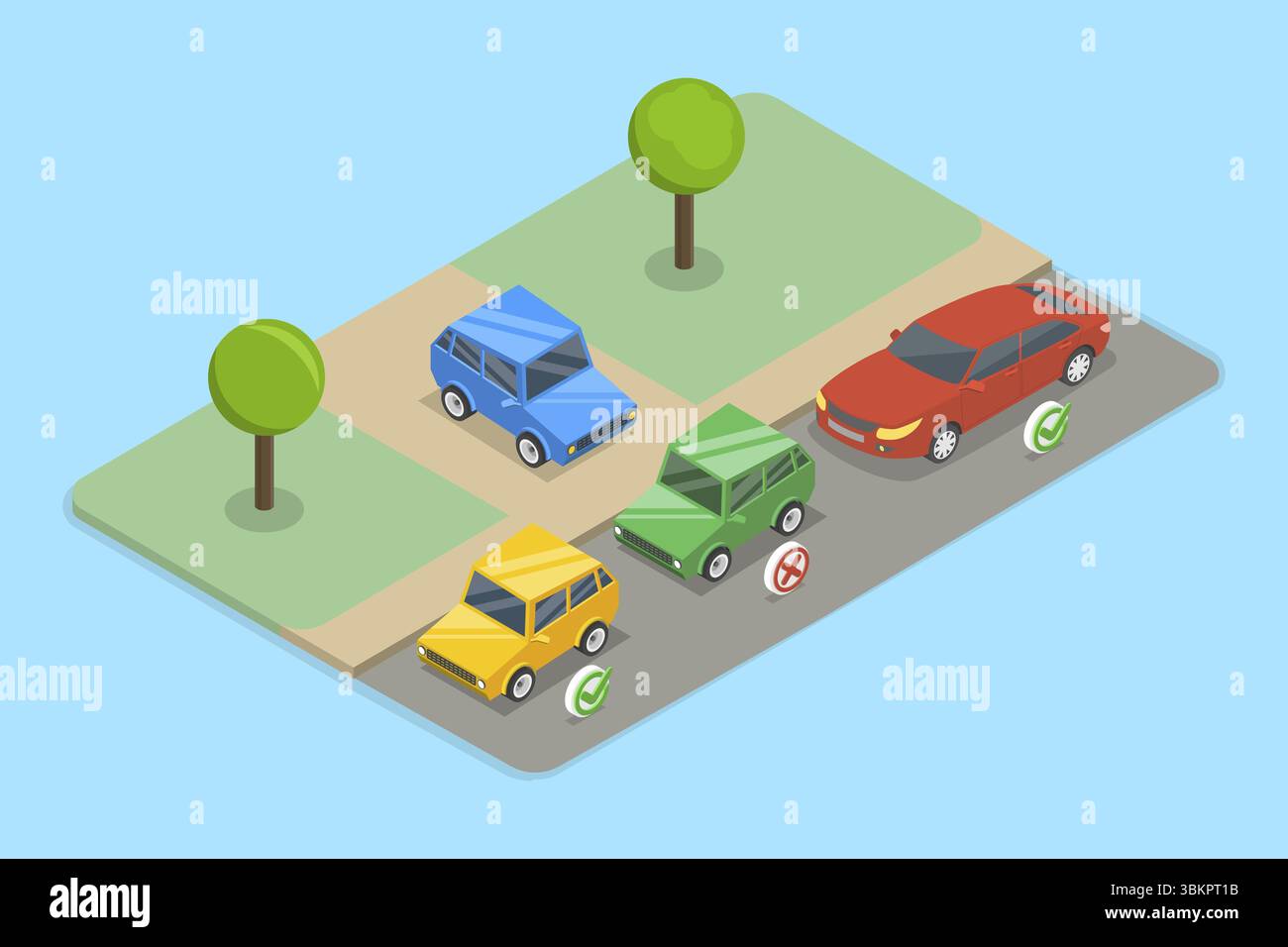 3D Isometric Flat Illustration of Bad Parking Example, Sports ...