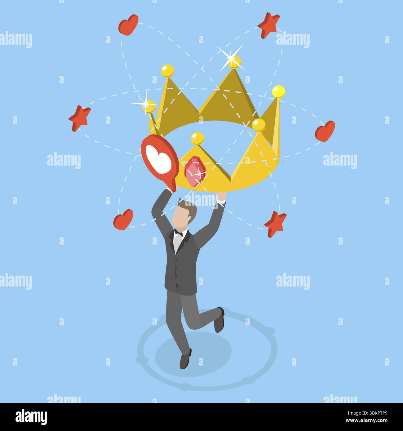 3D Isometric Flat Illustration of Narcissism, Self-love, Egocentric ...