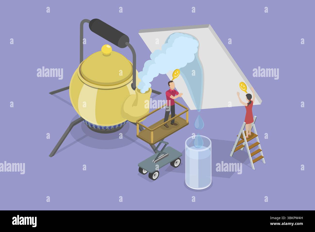3D Isometric Flat Illustration of Liquid To Gas, Condensation And Water ...