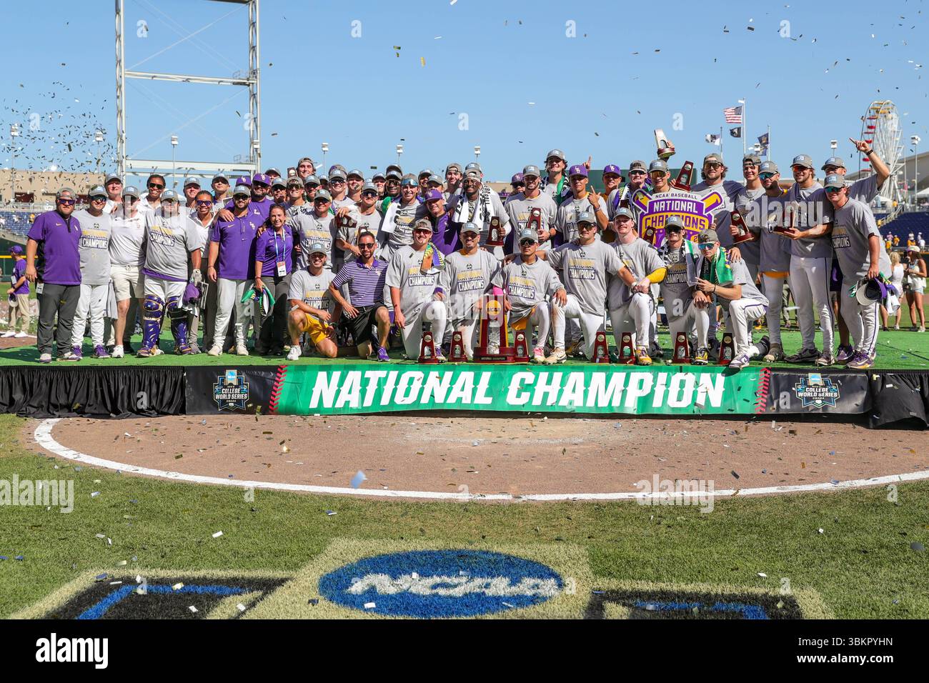 Omaha, NE, USA. 22nd June, 2025. The LSU Baseball Team poses with the ...