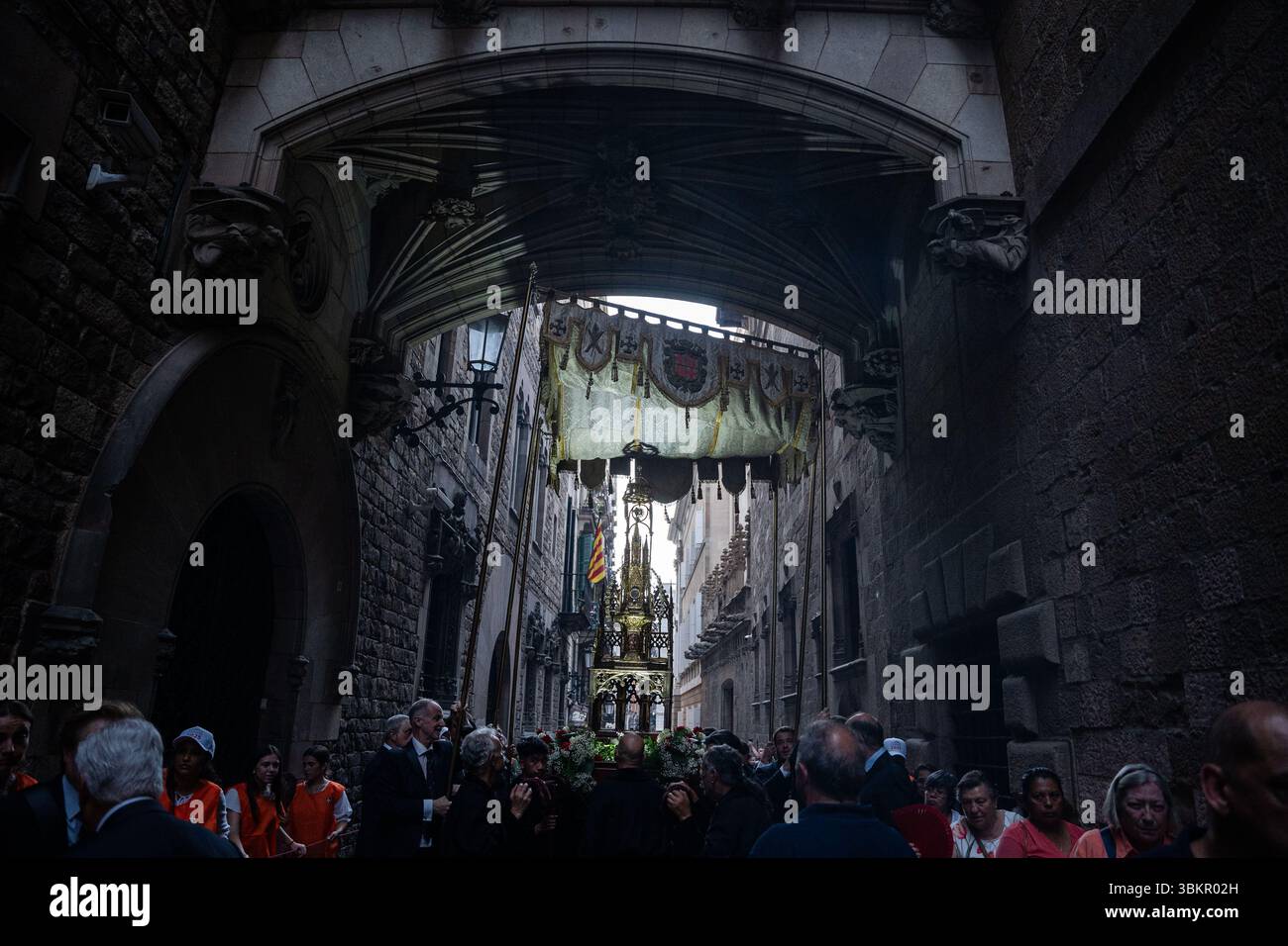 Barcelona, Barcelona, Spain. 22nd June, 2025. Dozens of devotees follow ...