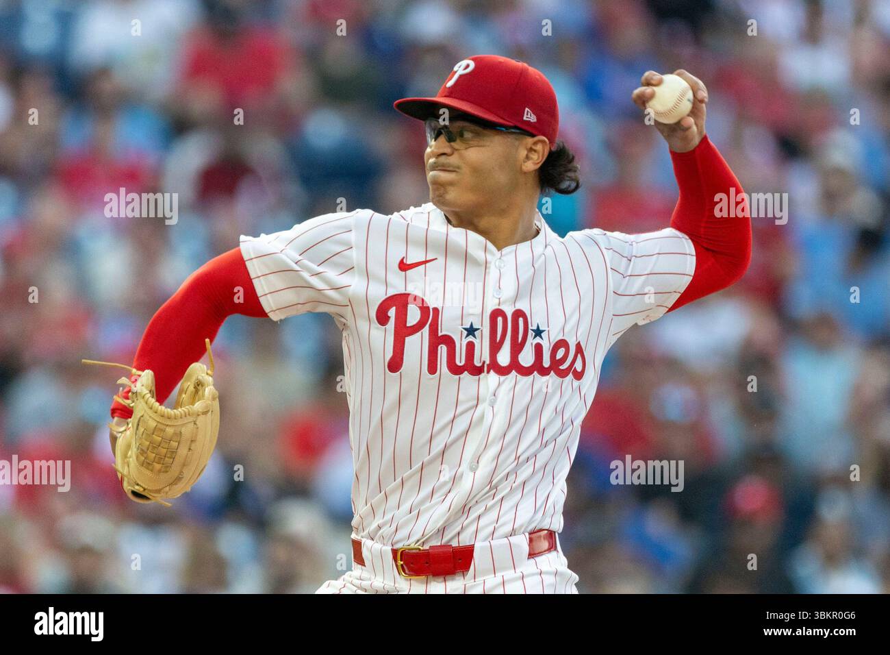 Philadelphia Phillies starting pitcher Jesus Luzardo throws during the ...