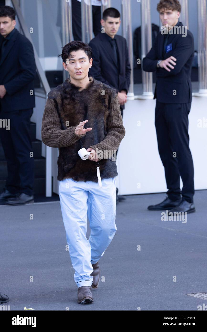 News - Prada - Arrivals - Milan Fashion Week - Menswear Spring/Summer 2026 Alvin Chong is seen ...