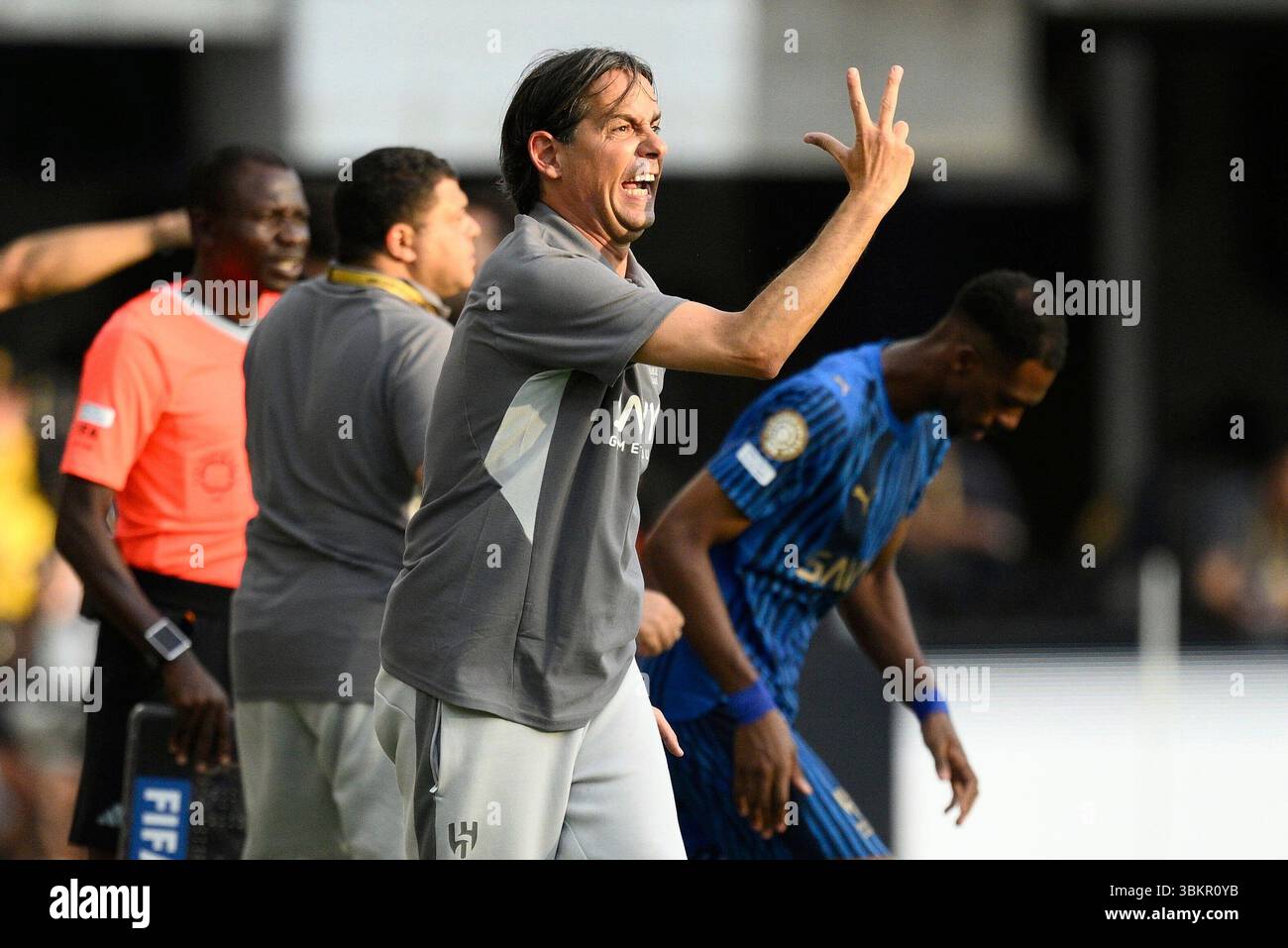 Al-Hilal manager Simone Inzaghi reacts from the touchline during the ...