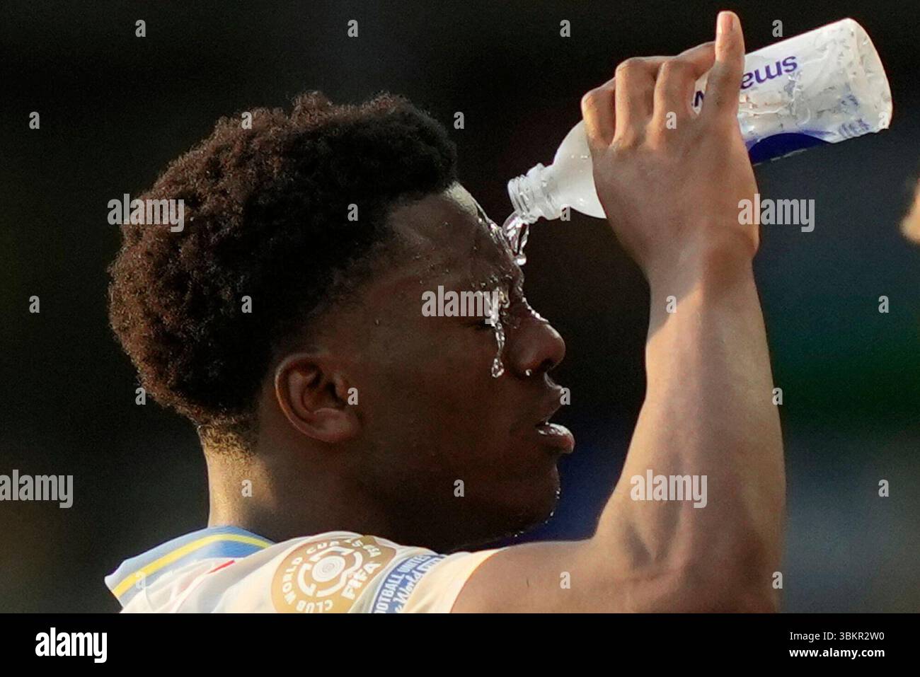 Red Bull Salzburg's Joane Gadou douses himself with water during the ...