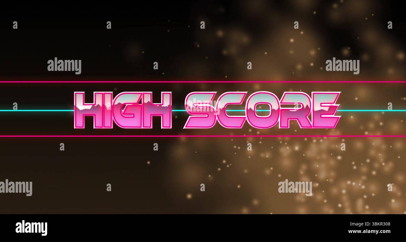 Displaying pink 3D HIGH SCORE text crossing cyan line on arcade ...
