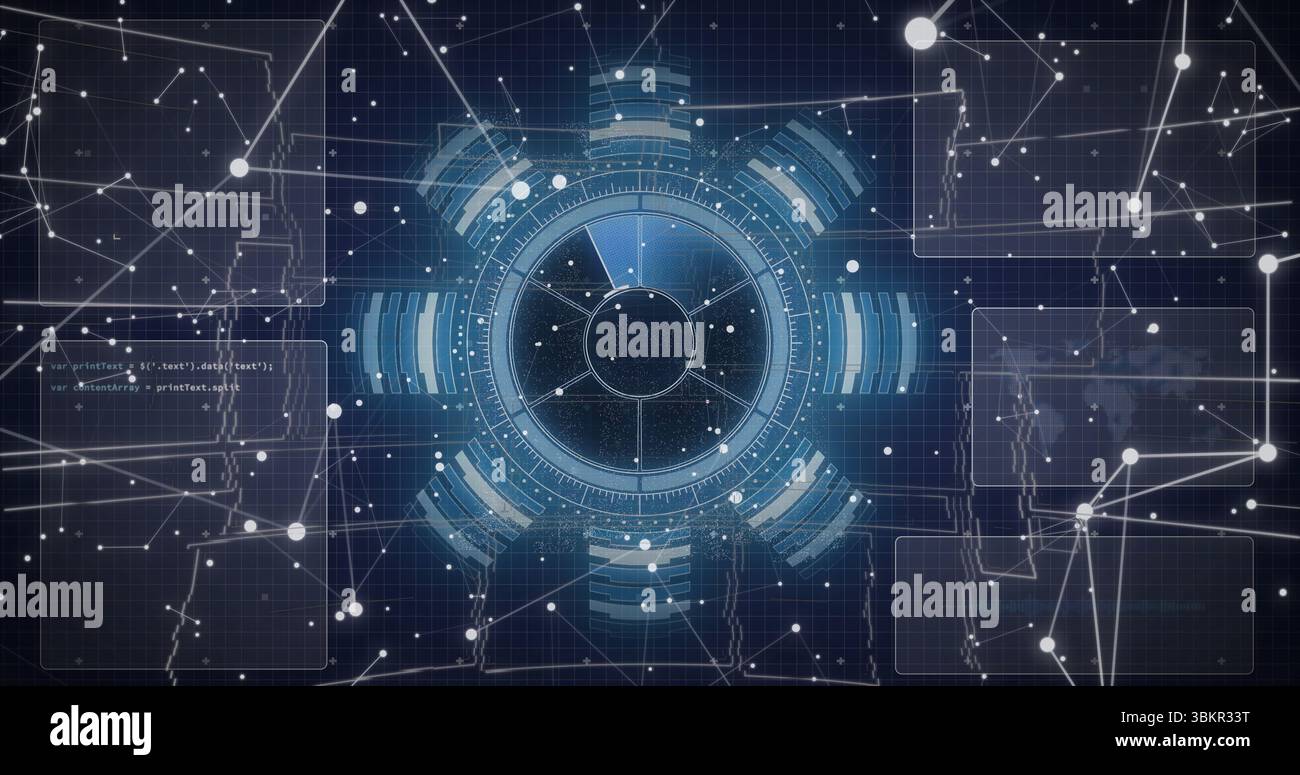 Displaying central circular HUD interface in virtual control room, with ...