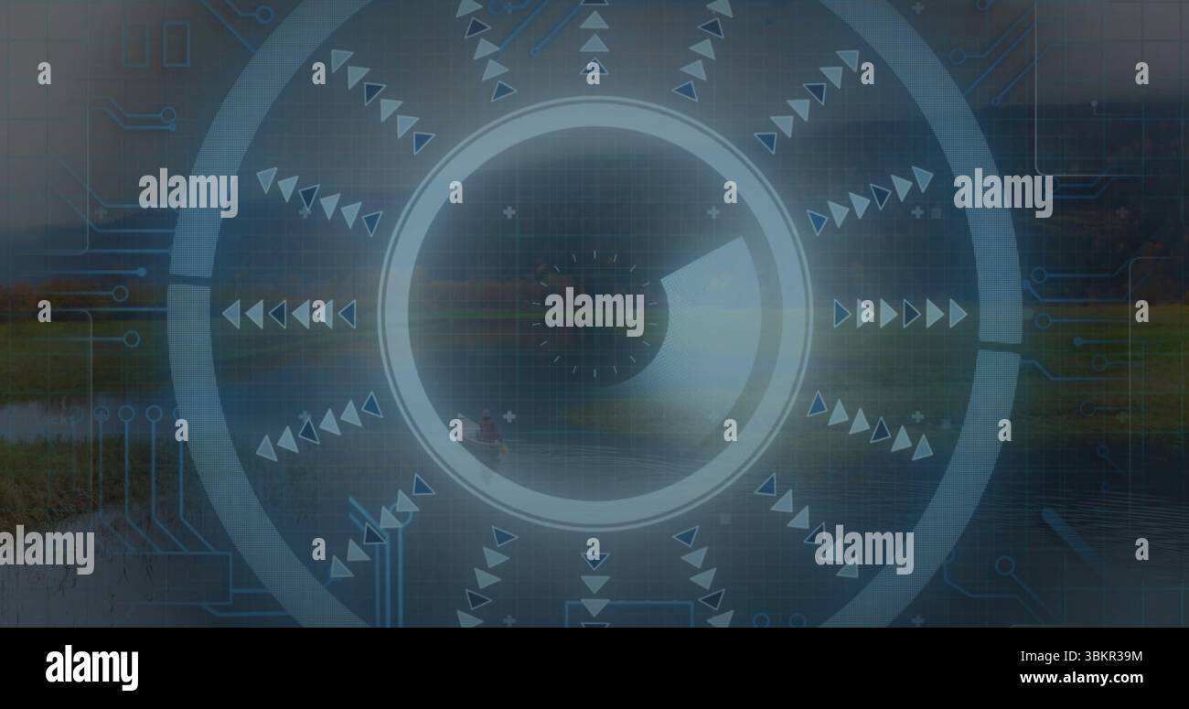 Overlaying circular interface blending into lakeside marsh, with ...