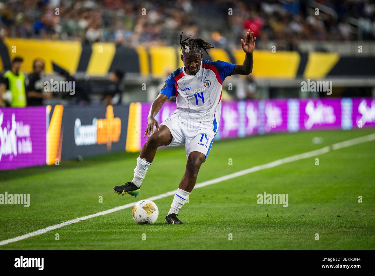 Haiti's Leverton Pierre controls the ball during a CONCACAF Gold Cup ...