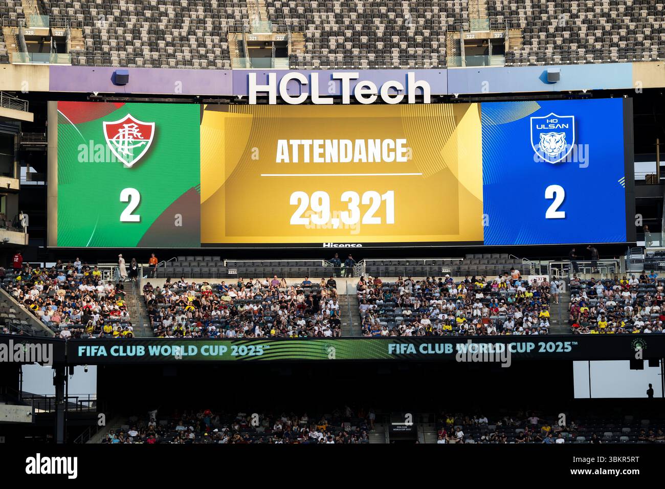 A giant screen displays the attendance (29321) during the FIFA Club ...