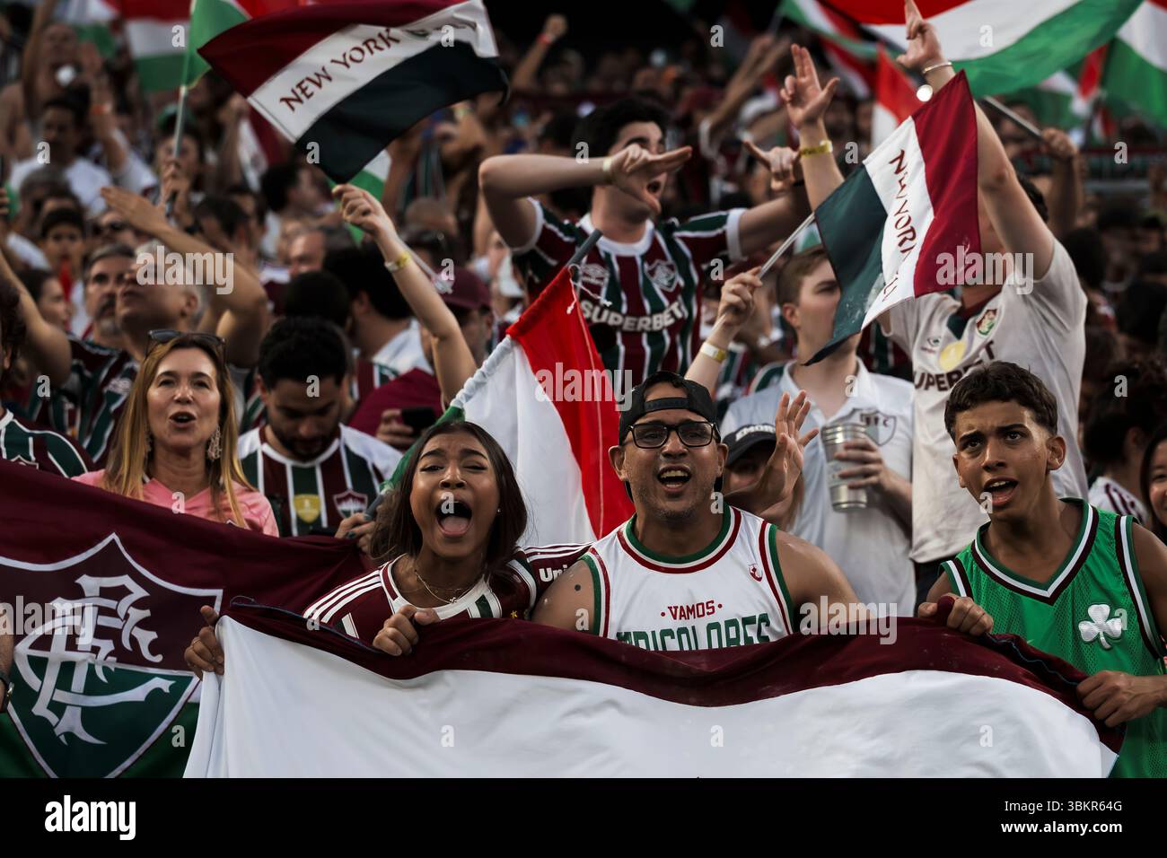 Fans of Fluminense FC celebrate the victory at the end of the FIFA Club ...