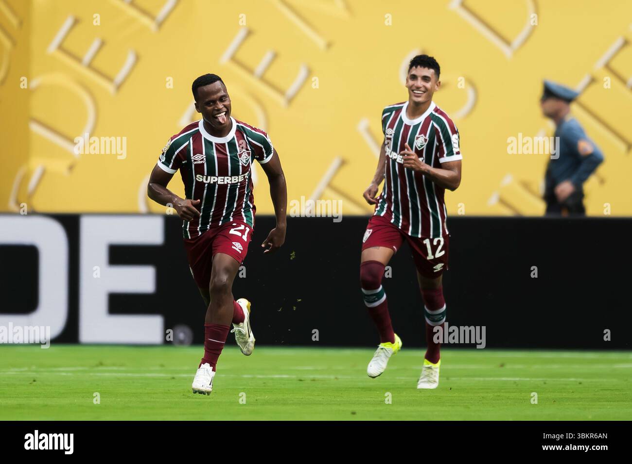 Jhon Arias of Fluminense FC celebrates after scoring the opening goal ...