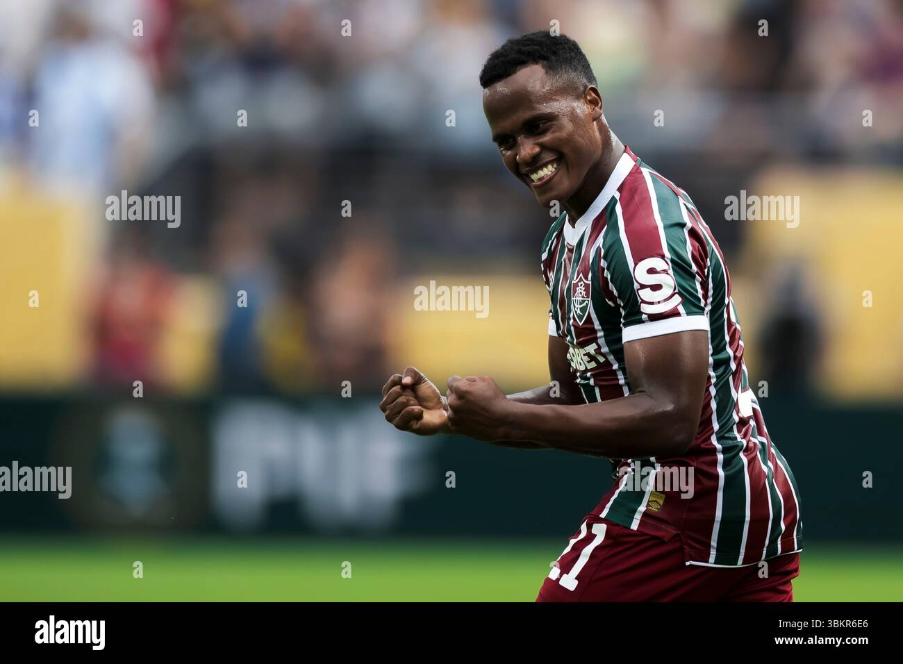 Jhon Arias of Fluminense FC celebrates after scoring the opening goal ...