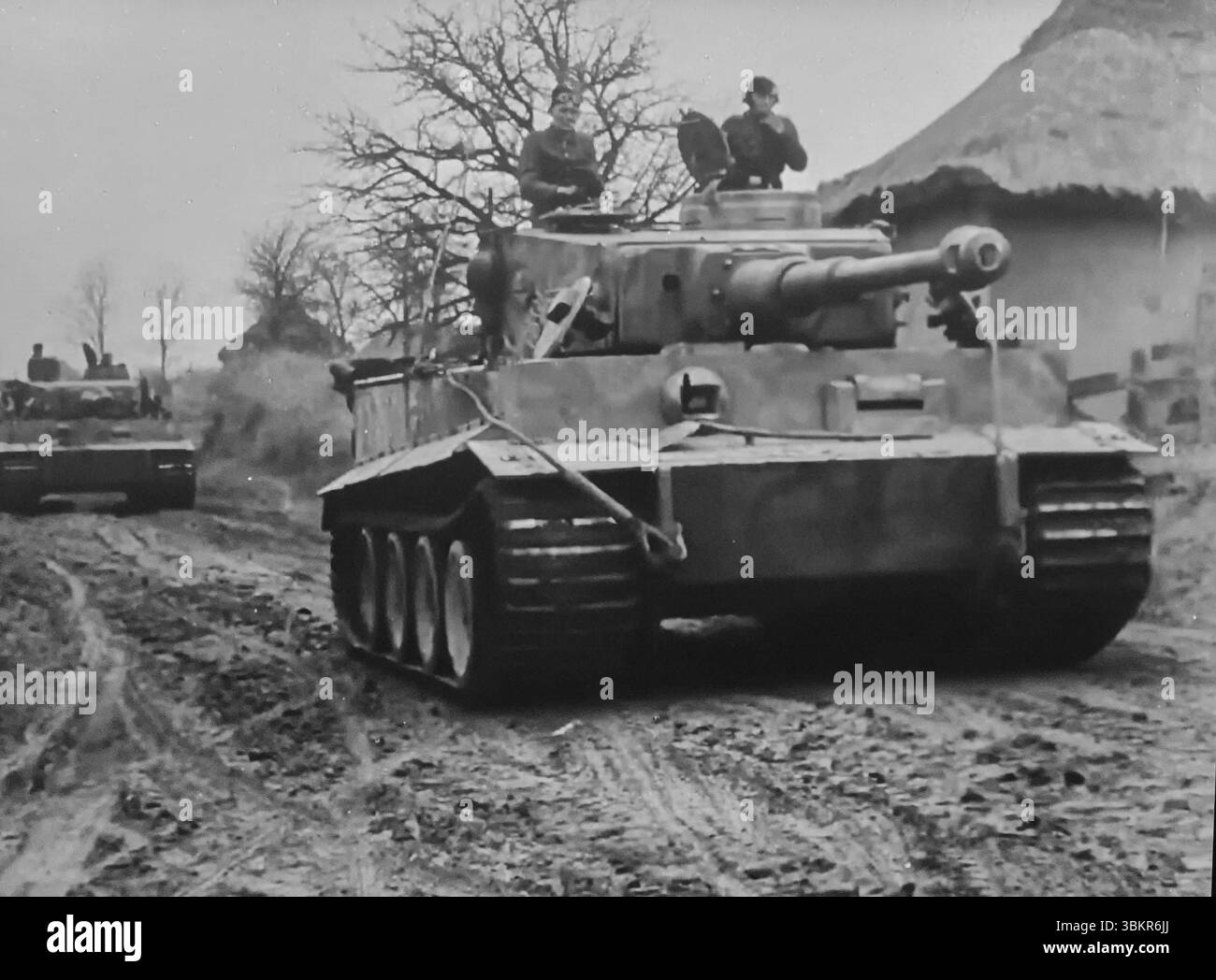 WW2 Screen B&W Still German Tiger Tanks move towards the Front Line on ...