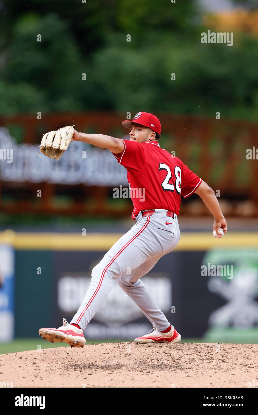 Chattanooga Lookouts starting pitcher Chase Burns (28) in action ...