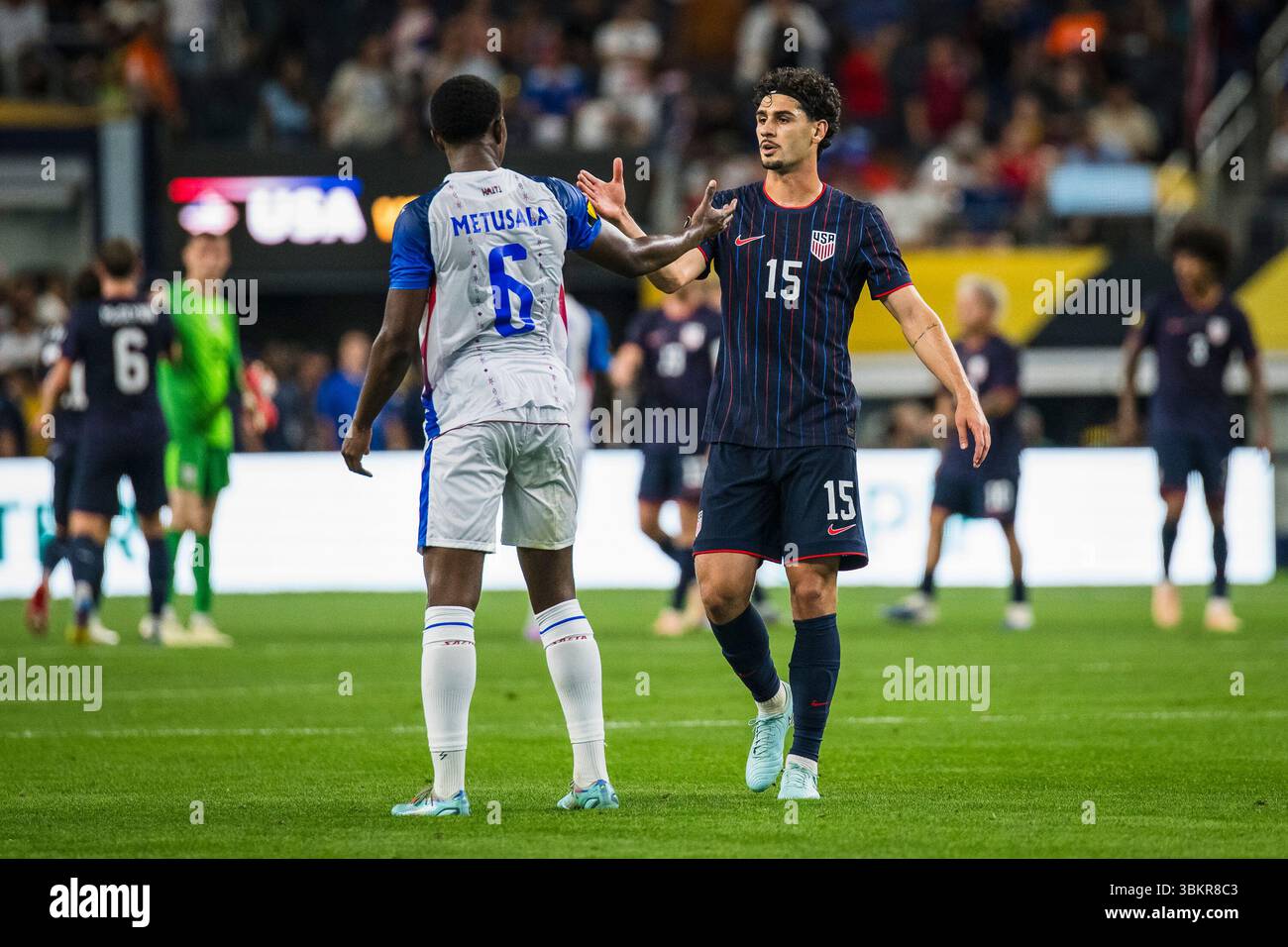 United States midfielder Johnny Cardoso shakes hands with Haiti ...