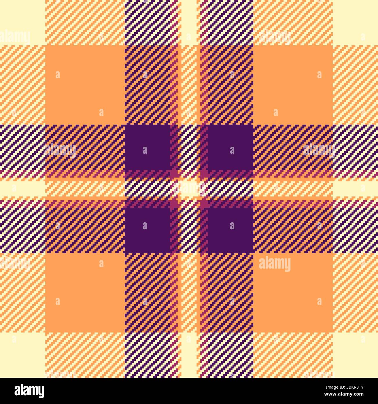 Vibrant autumnal plaid pattern in warm orange and deep purple hues ...